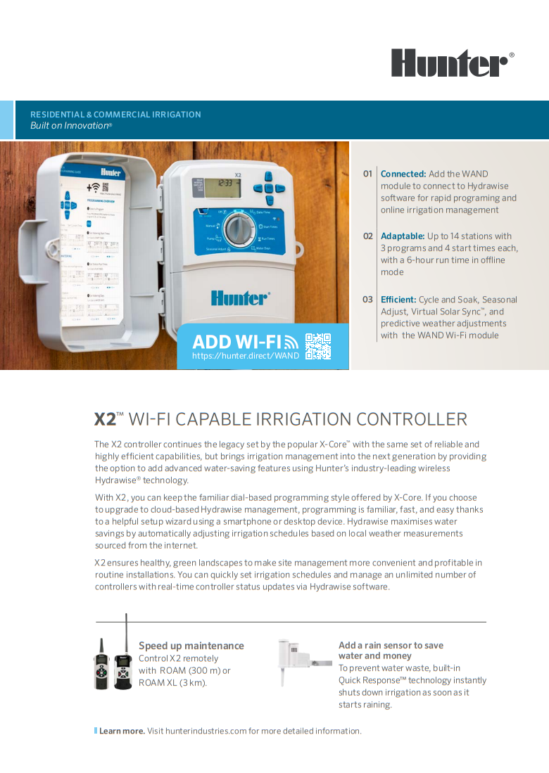 Hunter WAND Wifi module hydrawise - Hunter beregeningscomputers - Stade